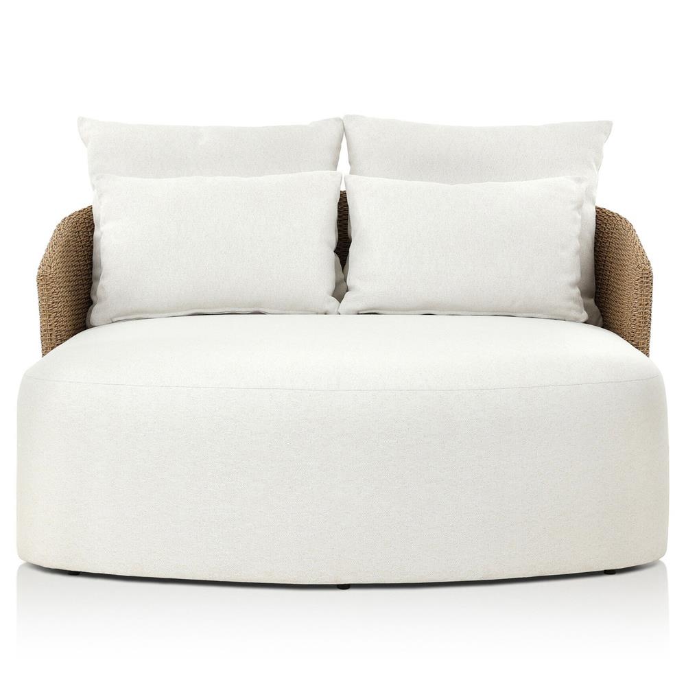 Madelyn Coastal Beach Cream Outdoor Double Chaise | Kathy Kuo Home