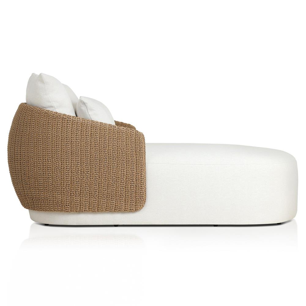 Madelyn Coastal Beach Cream Outdoor Double Chaise | Kathy Kuo Home