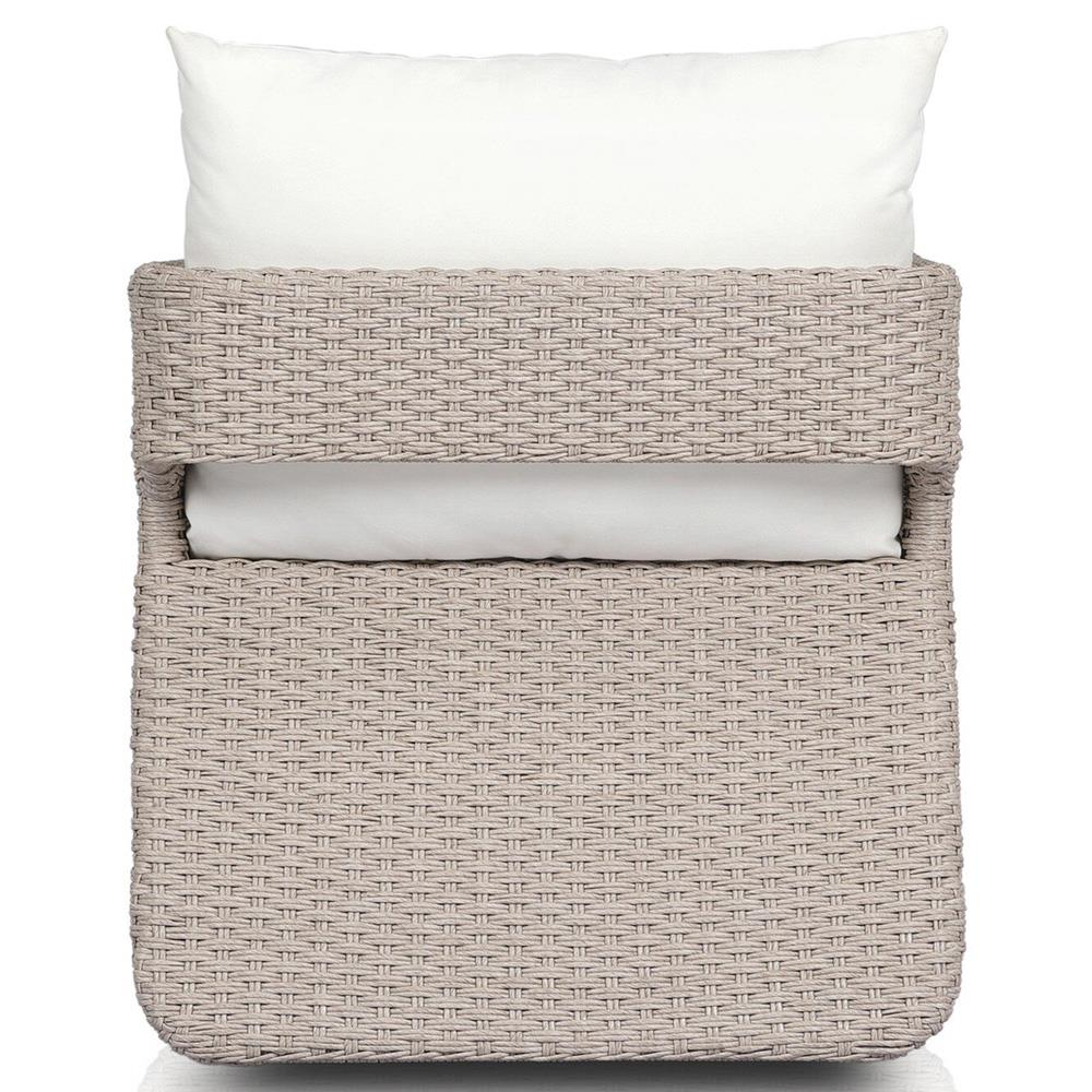 Genevieve Coastal Beach White Upholstered Taupe Wicker Outdoor Swivel ...