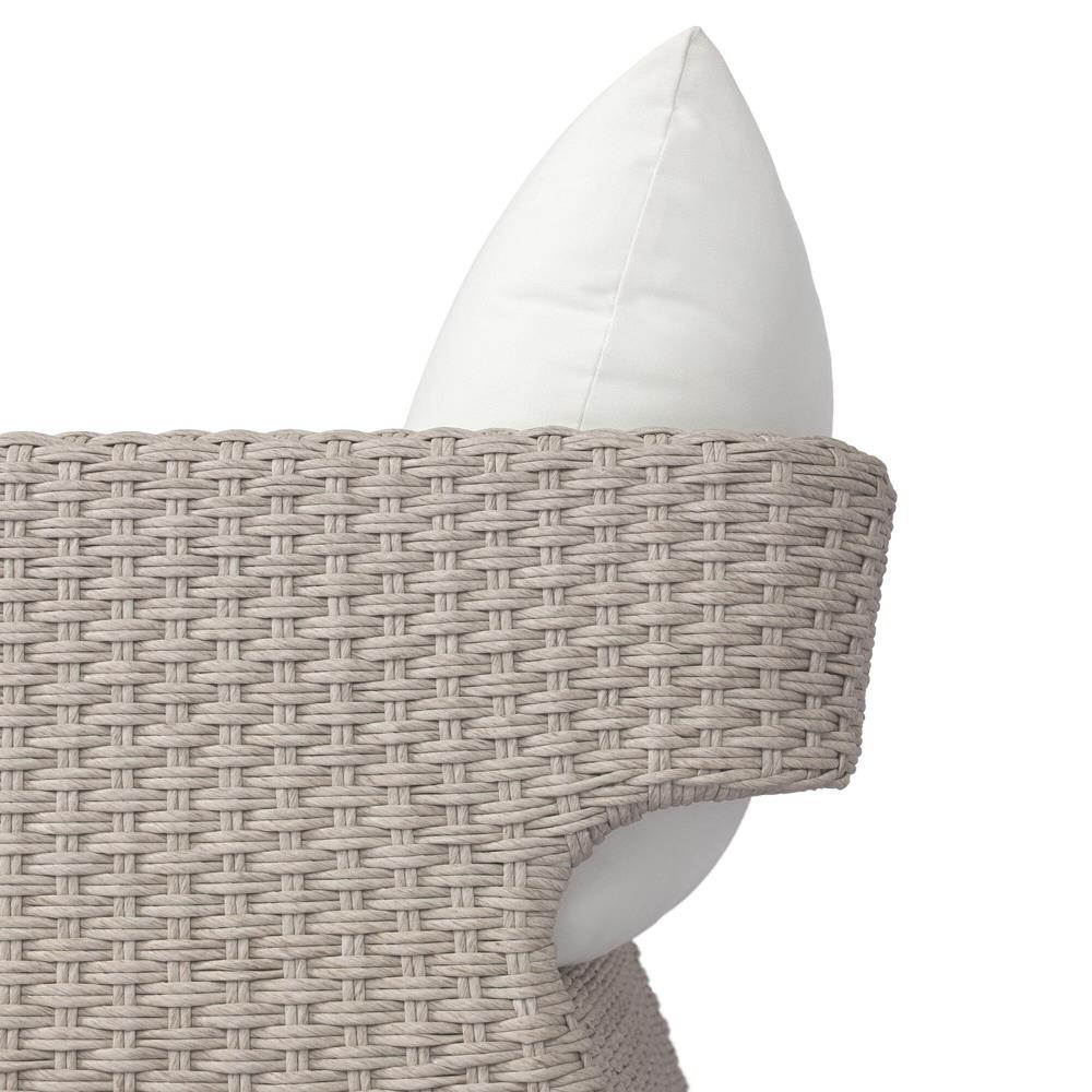 Genevieve Coastal Beach White Upholstered Taupe Wicker Outdoor Swivel ...