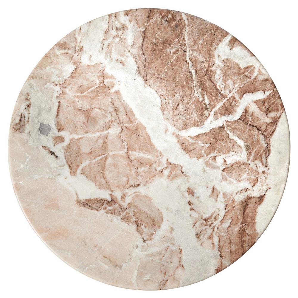 Alastair Modern Classic Beige Marble Round End Table | Kathy Kuo Home