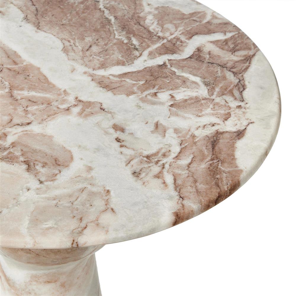Alastair Modern Classic Beige Marble Round End Table | Kathy Kuo Home