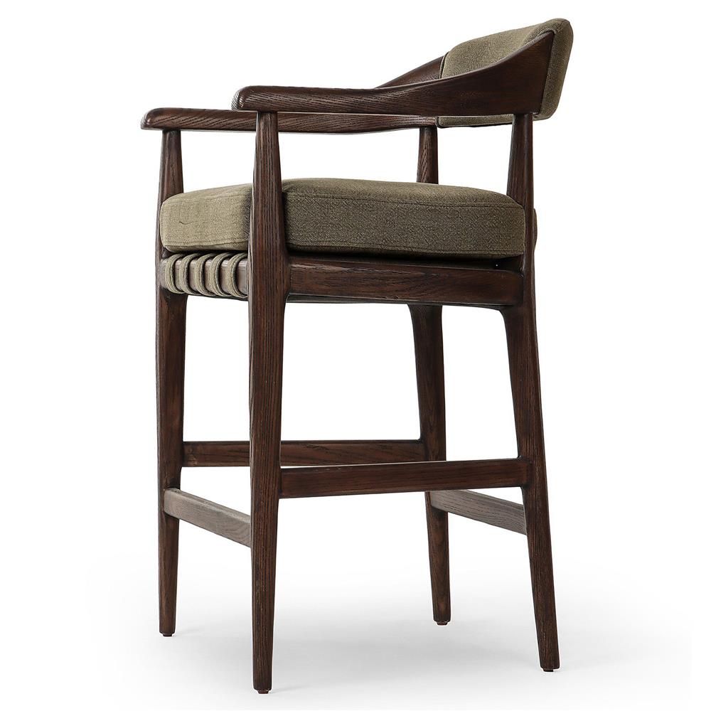 Ilonah Rustic Lodge Olive Green Upholstered Brown Oak Counter Stool ...