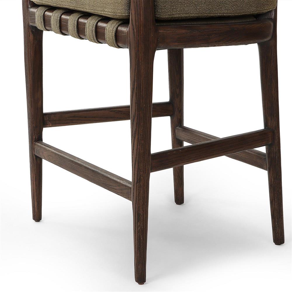 Ilonah Rustic Lodge Olive Green Upholstered Brown Oak Counter Stool ...