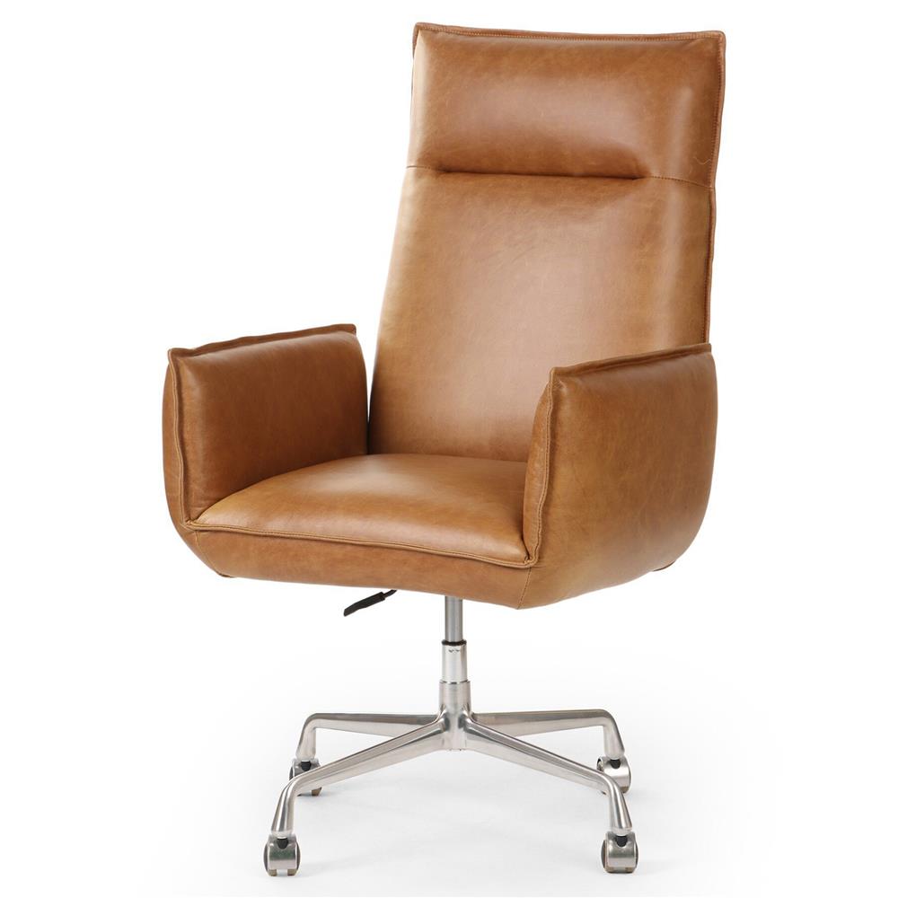 Leon Modern Classic Brown Leather Stainless Steel Executive Office ...