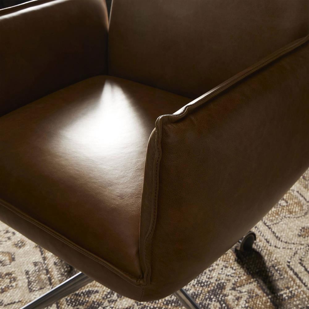 Leon Modern Classic Brown Leather Stainless Steel Executive Office ...