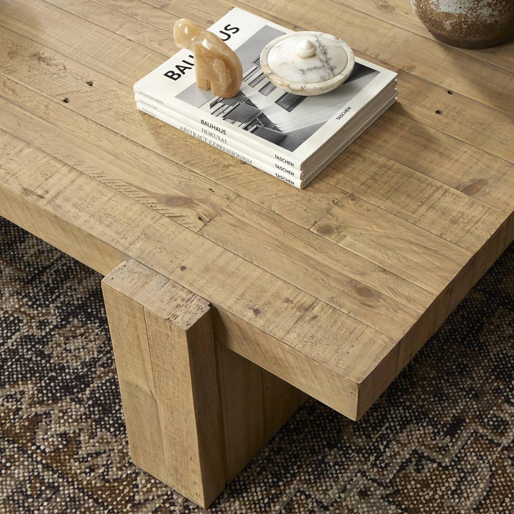 Godwin Rustic Lodge Brown Reclaimed Pine Wood Square Coffee Table