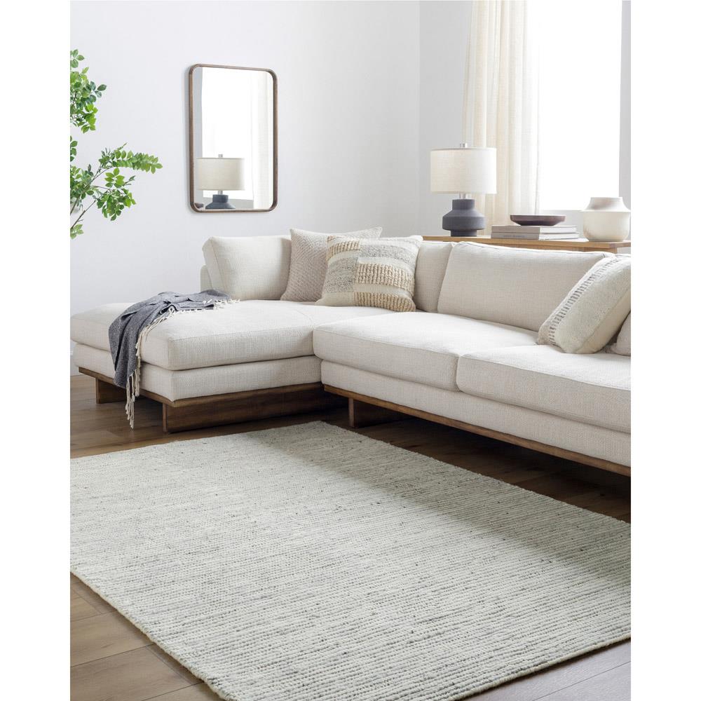Benny Modern Classic Light Grey Wool Marled Rug - 5'x7'6" 5'x8' | Kathy ...