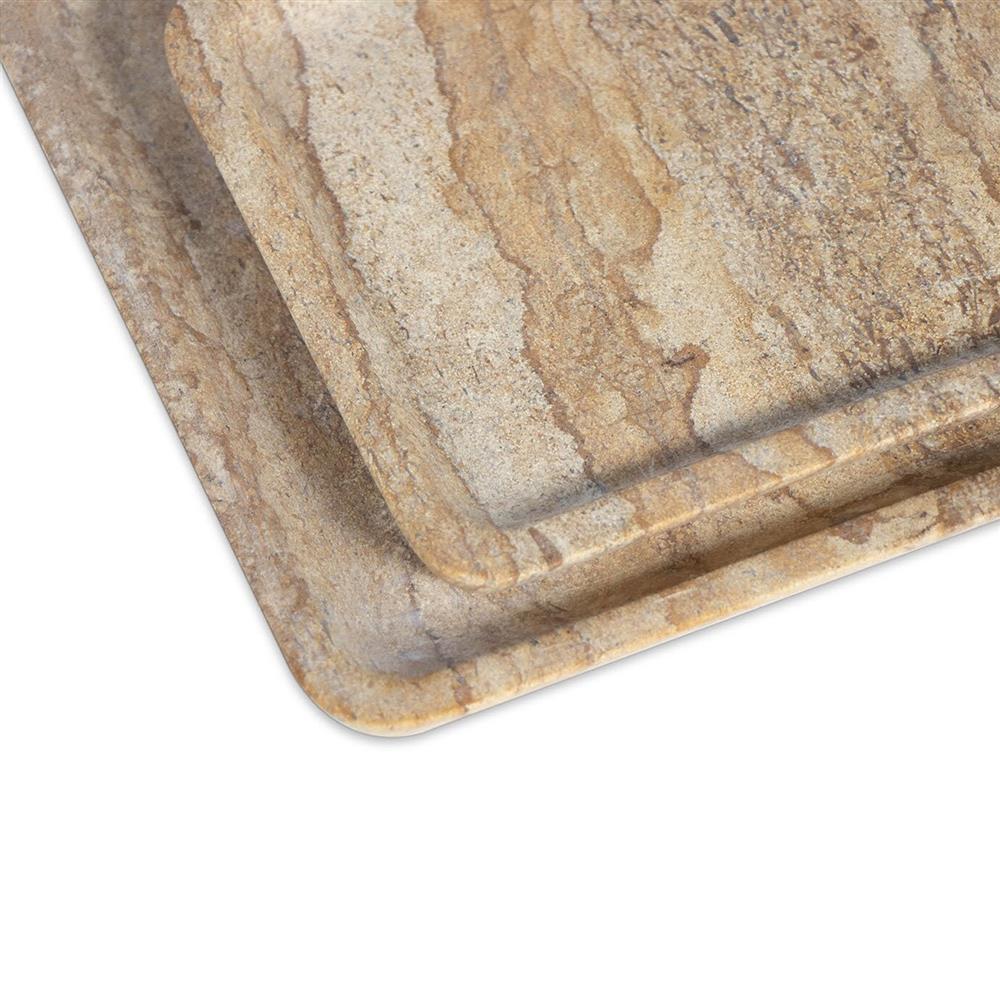 Sutton Modern Natural Marble Decorative Tray - Set of 2 Large (12-17" W ...