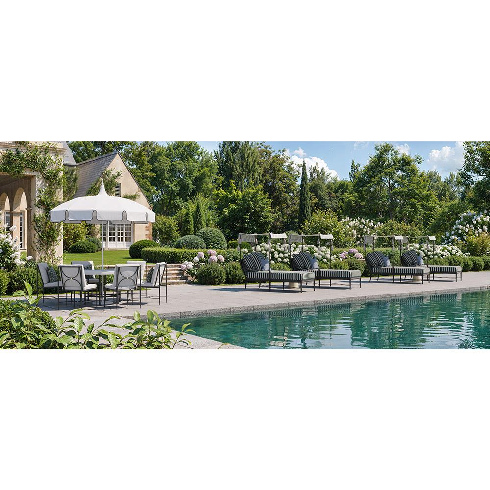 Lucille French Country White Sunbrella Black Braid Aluminum Pagoda ...