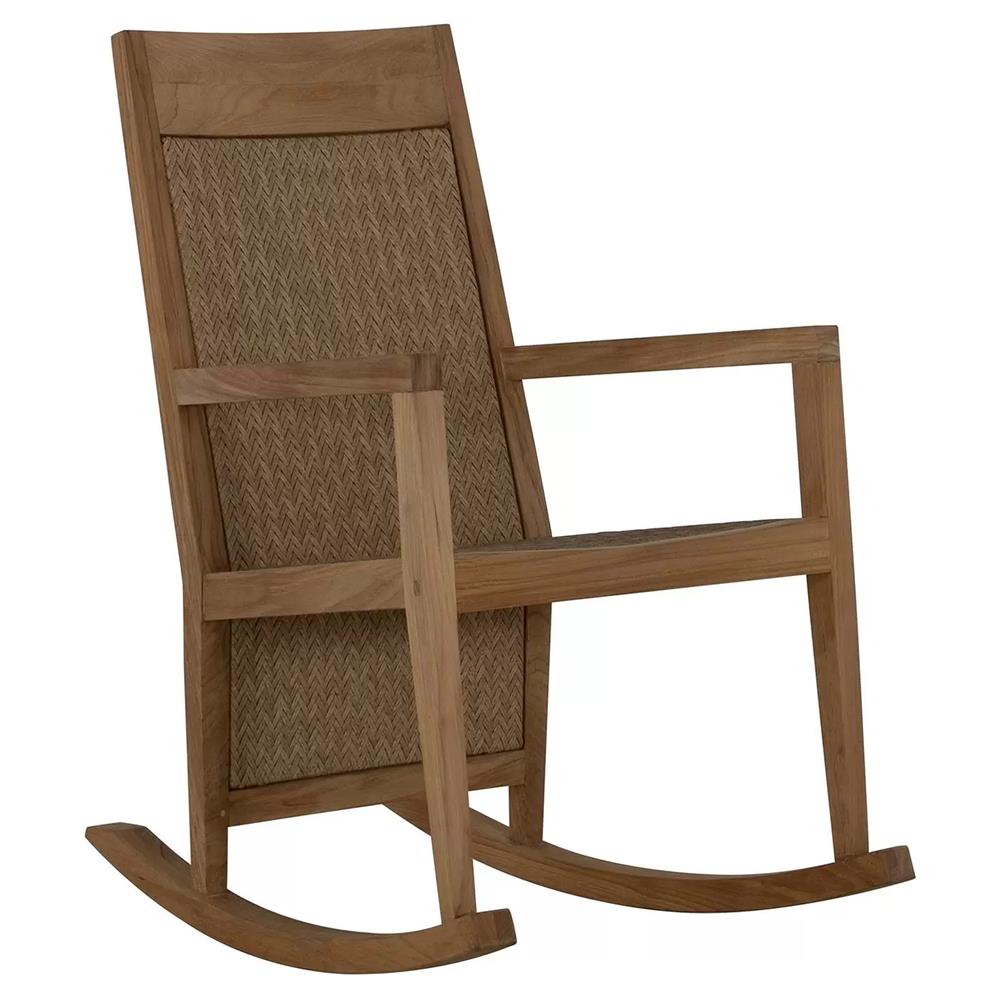 Savannah Coastal Beach Natural Teak Outdoor Rocker Chair | Kathy Kuo Home