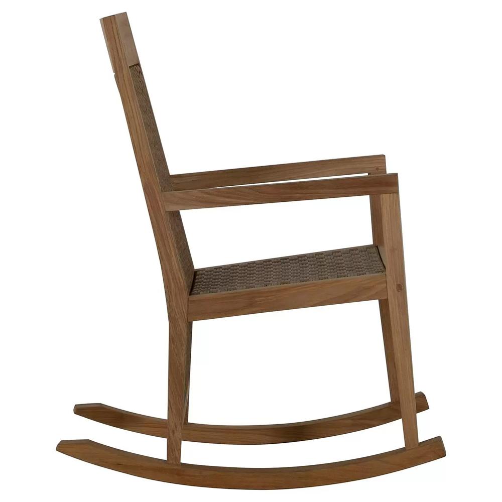 Savannah Coastal Beach Natural Teak Outdoor Rocker Chair | Kathy Kuo Home