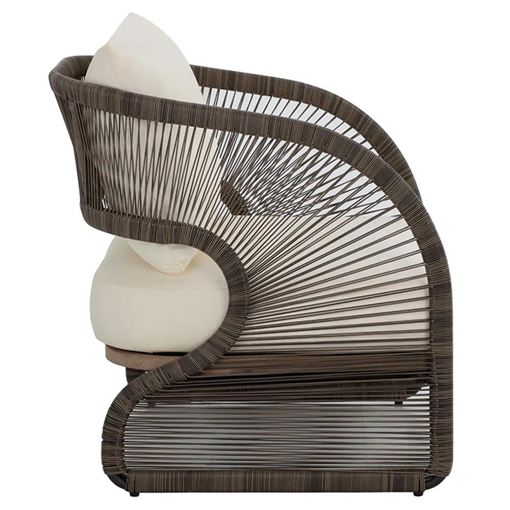 Kanata Coastal Cream Upholstered Wicker Outdoor Lounge Chair