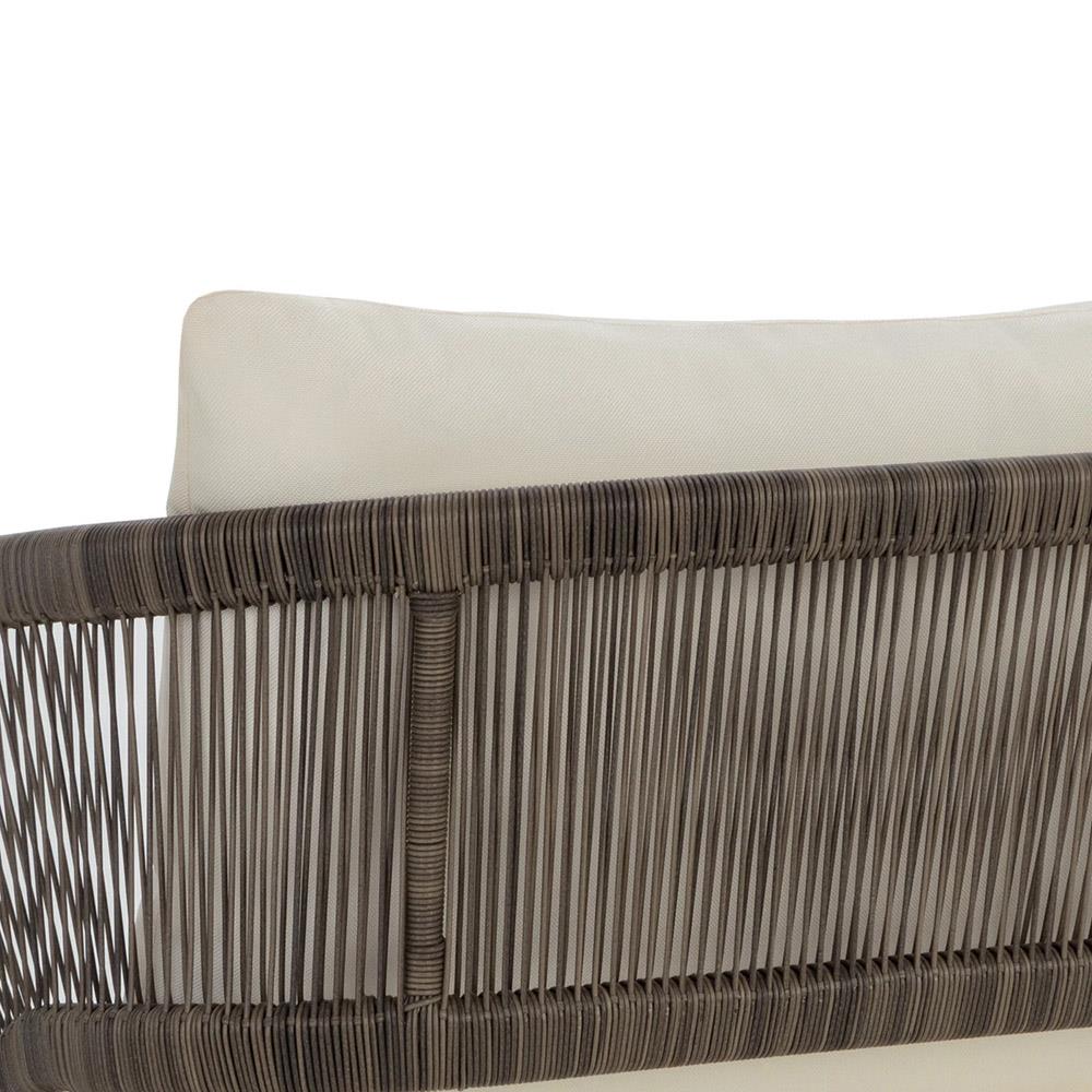 Kanata Coastal Cream Upholstered Wicker Outdoor Lounge Chair