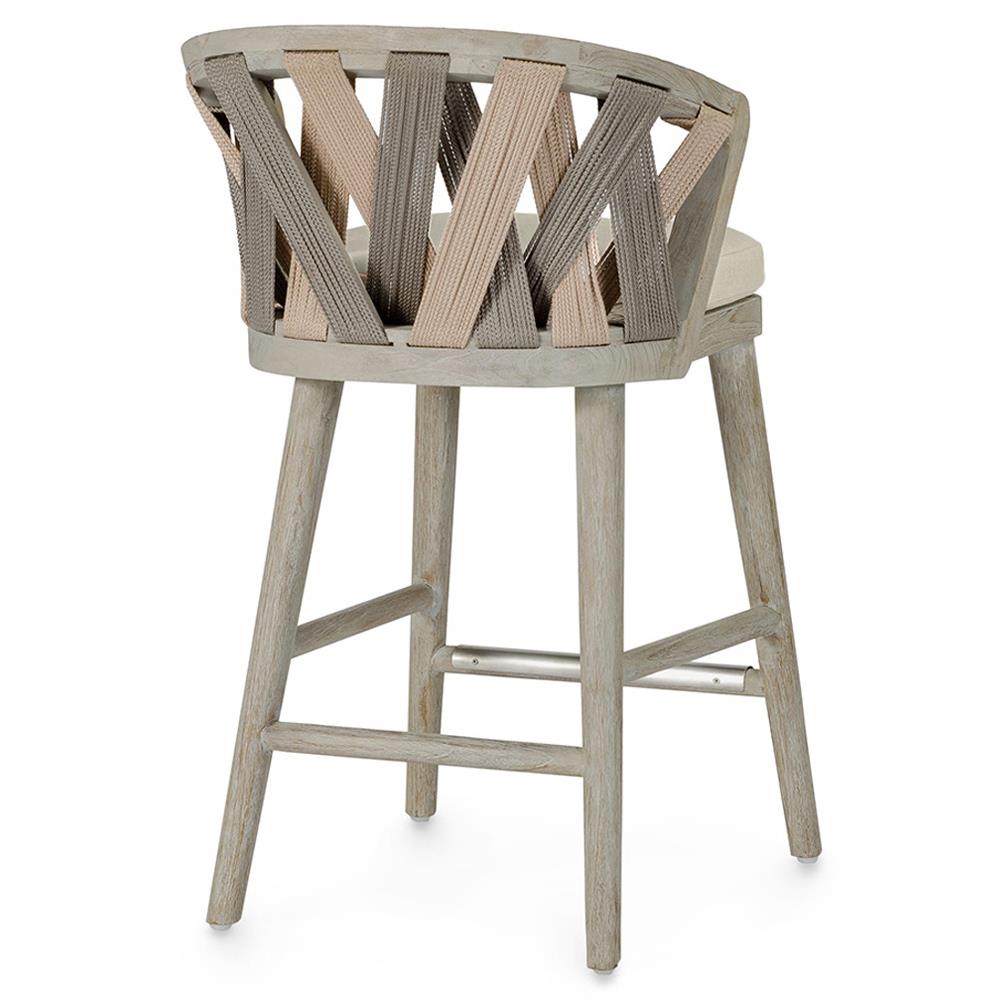 Palecek Boca Coastal Beach Beige Upholstered Grey Teak Outdoor Counter ...