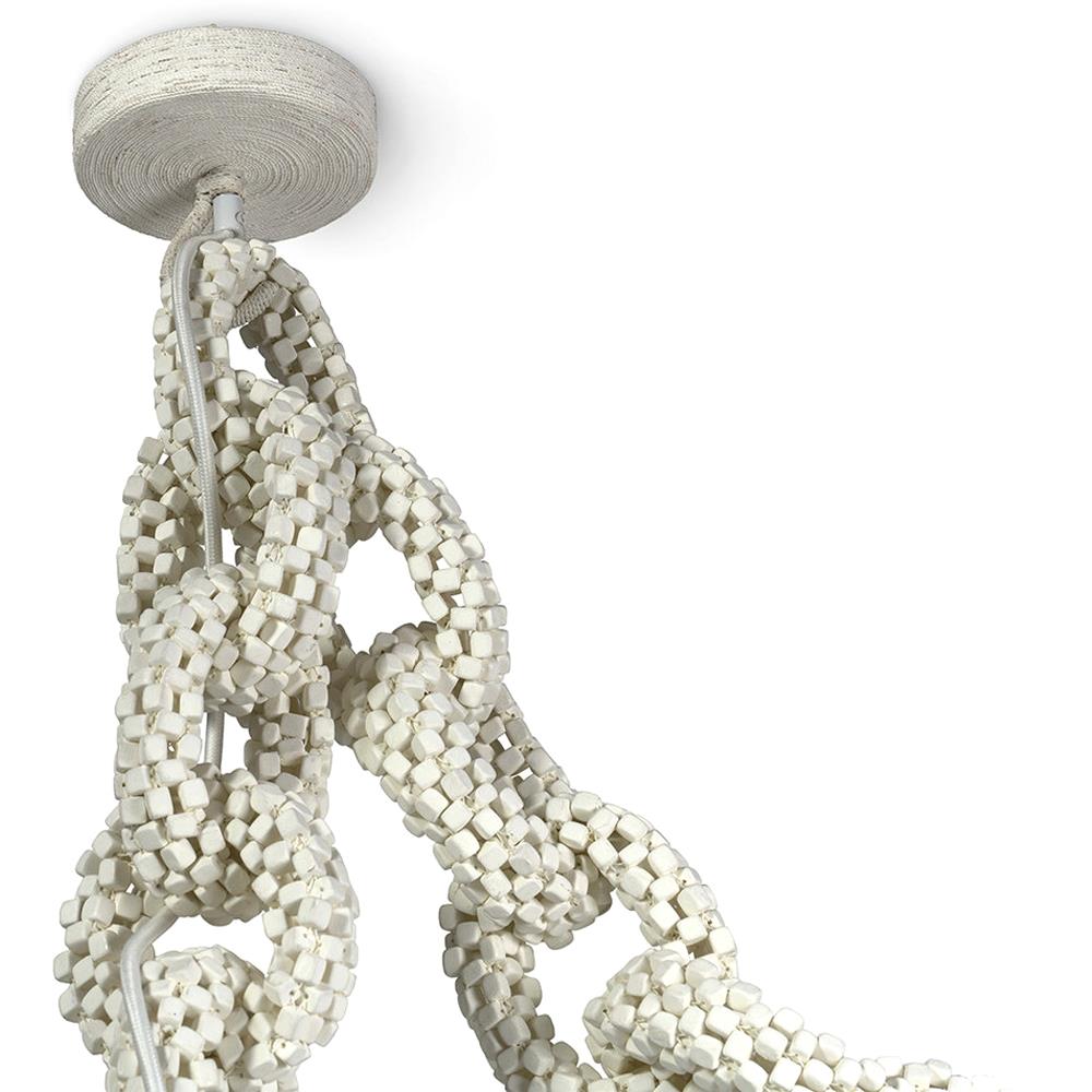 Palecek Coco Coastal Beach White Abaca Rope Chain Link Swag Pendant