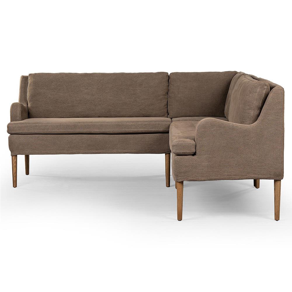 Aurelia Broadway Coffee Linen Dining L-Shape Banquette - 76" Long ...