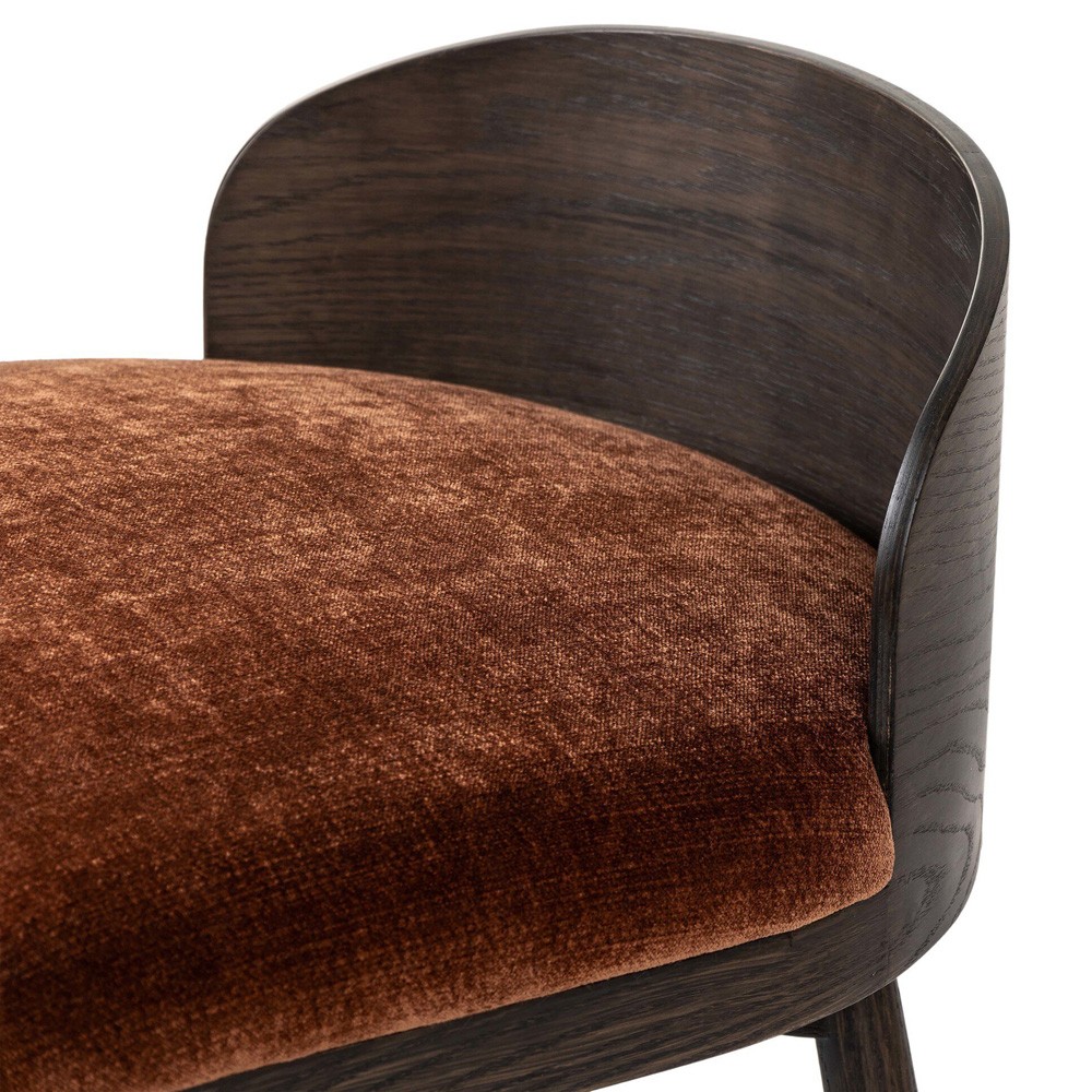 Caius Rustic Lodge Rust Velvet Dark Brown Oak Swivel Counter Stool ...
