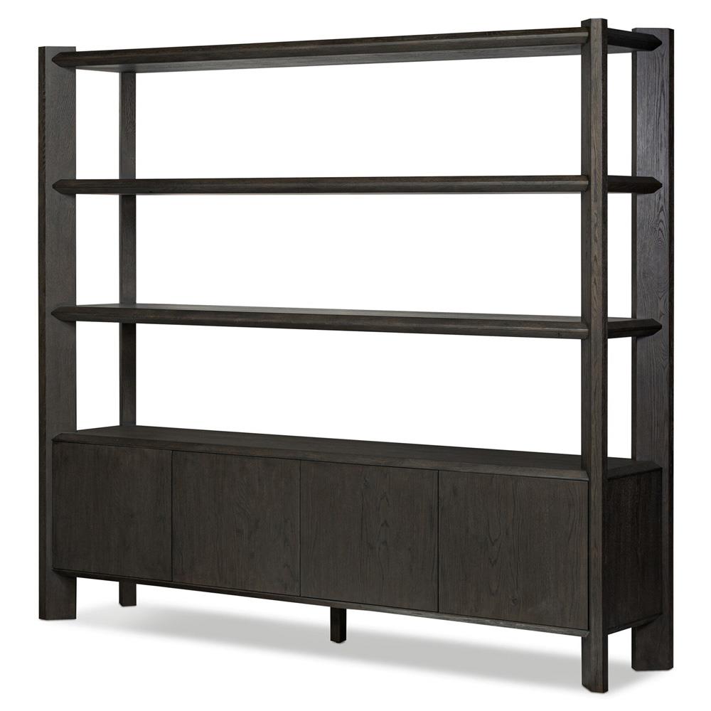 Edward Modern Classic Black Oak Wood Wide Bookcase Wide (over 50 W ...