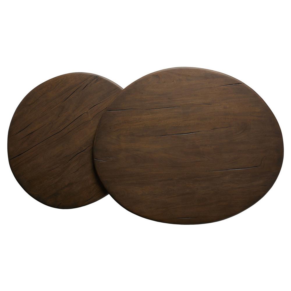 Ryker Modern Classic Brown Reclaimed Wood Oval Nesting Tables