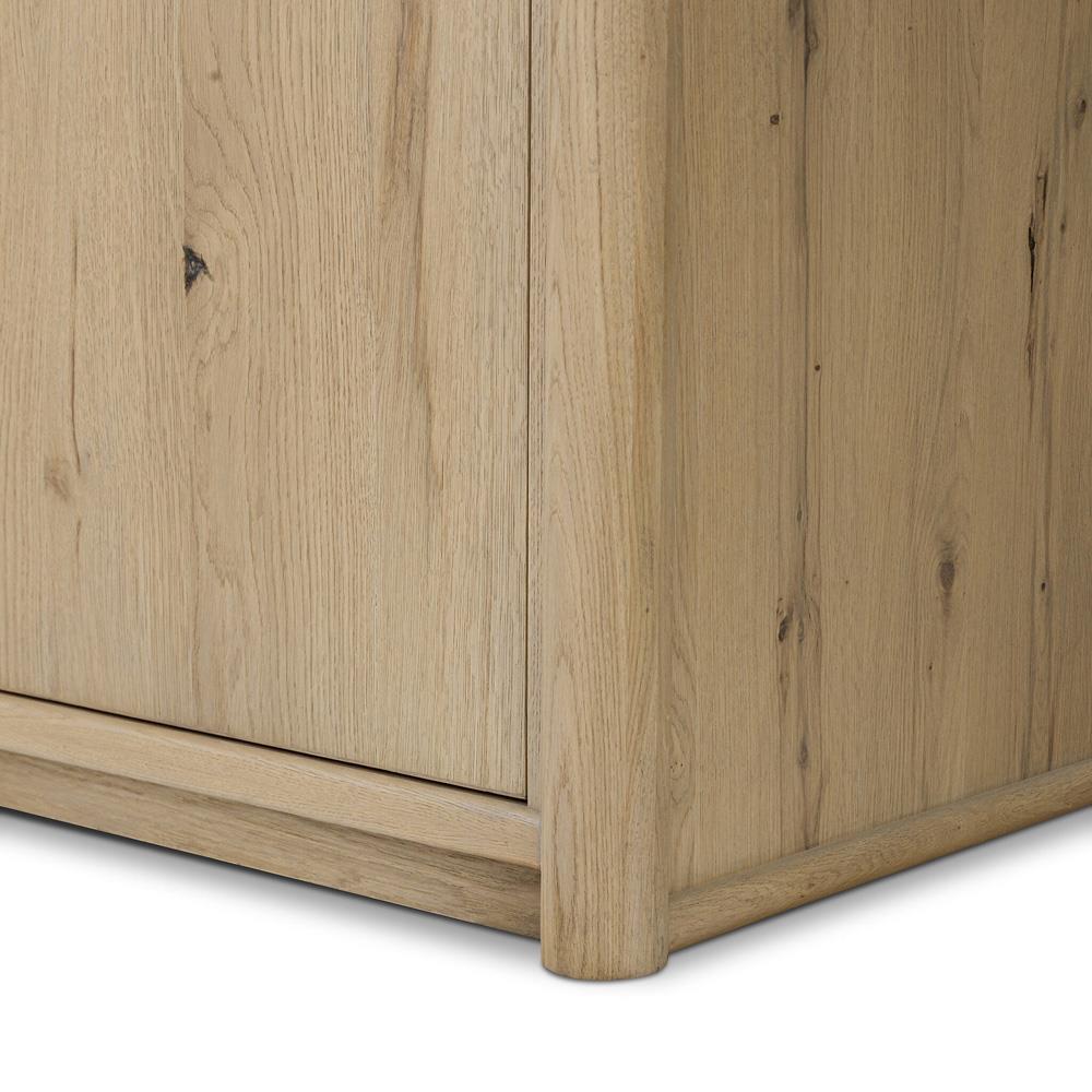 Arlette Coastal Beach White Carrara Marble Brown Oak Kitchen Island - 72"