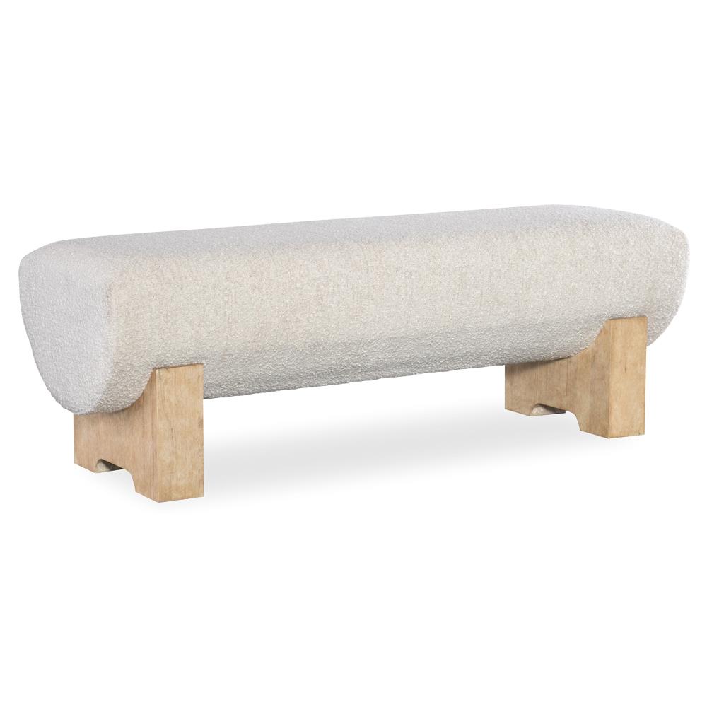 Isaac Modern Classic Cream Boucle Performance Light Oak Bedroom Bench