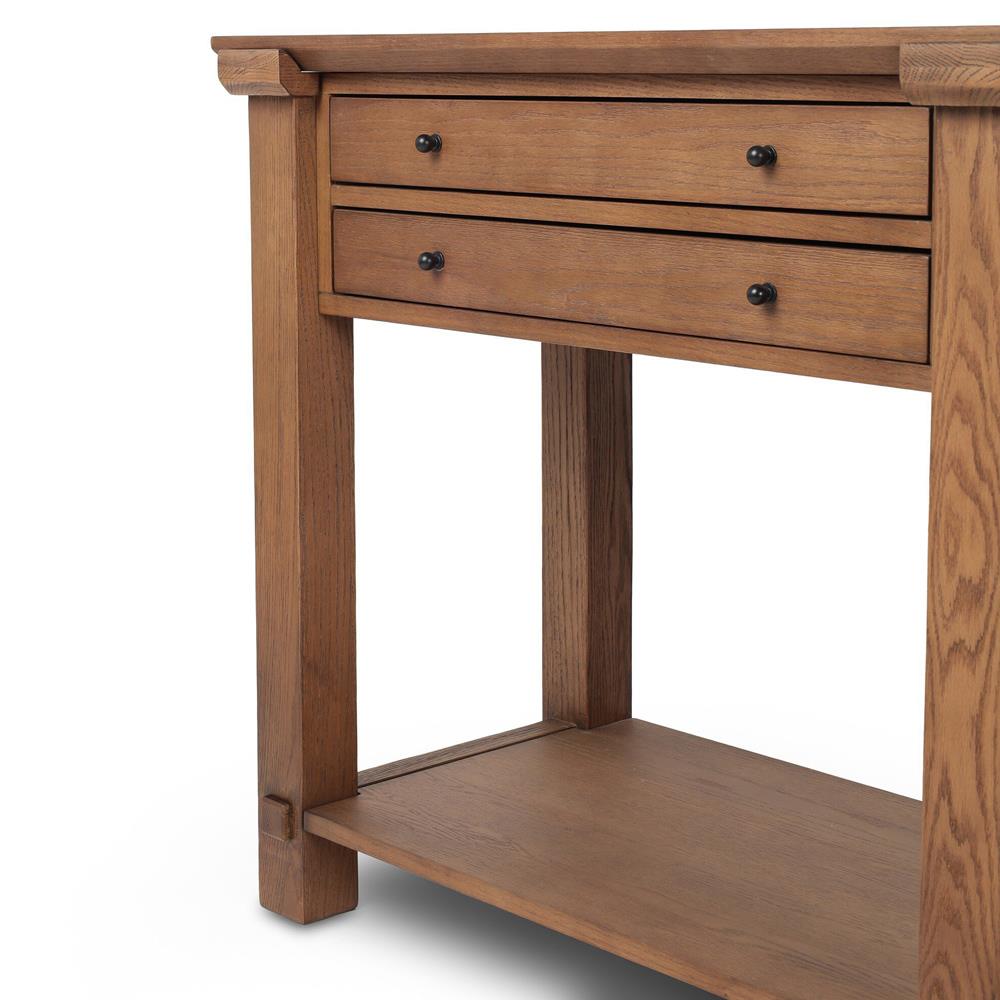 Gavin Rustic Lodge Brown Oak Rectangular Console Table | Kathy Kuo Home