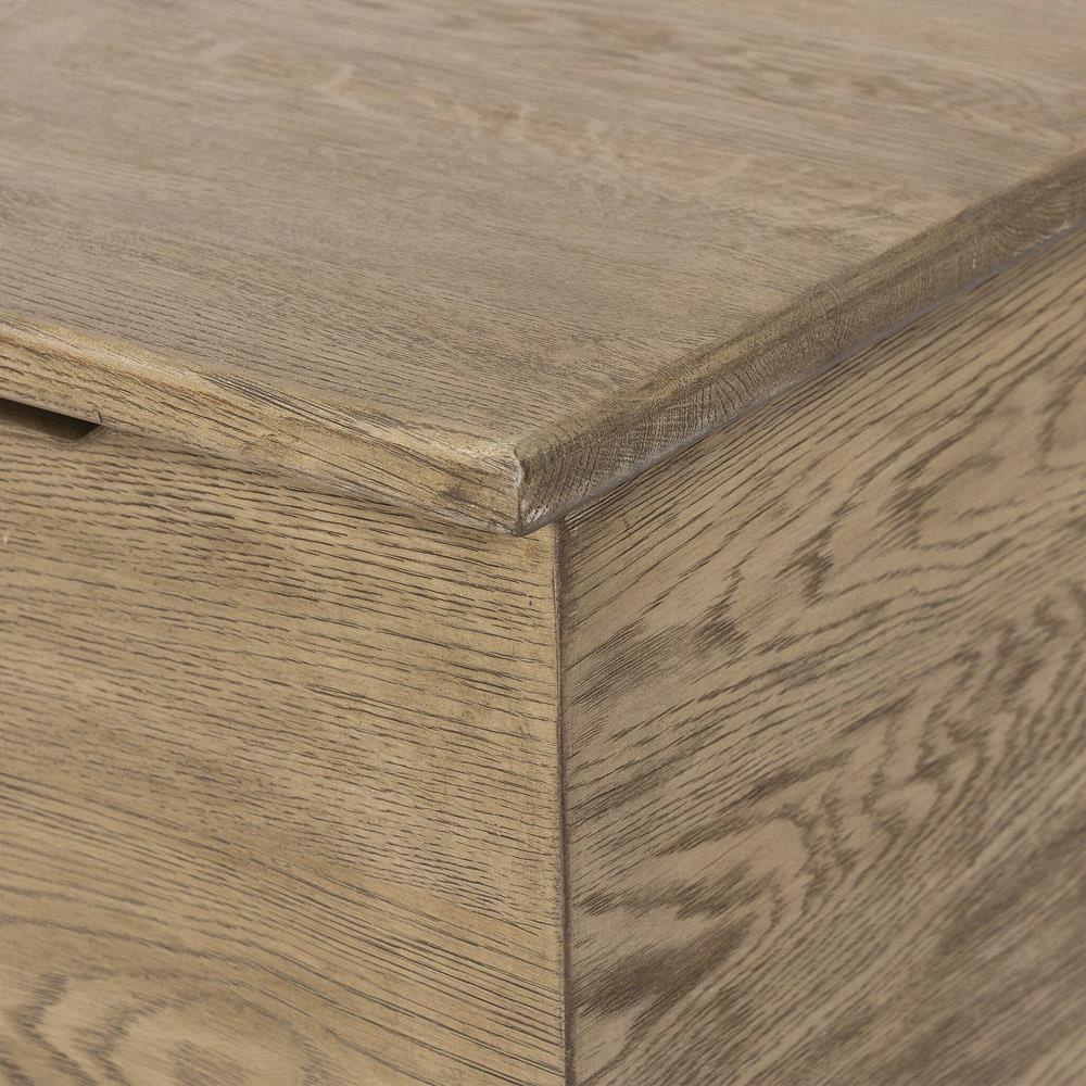 Arthur Rustic Lodge Brown Oak Wood Storage Bench | Kathy Kuo Home