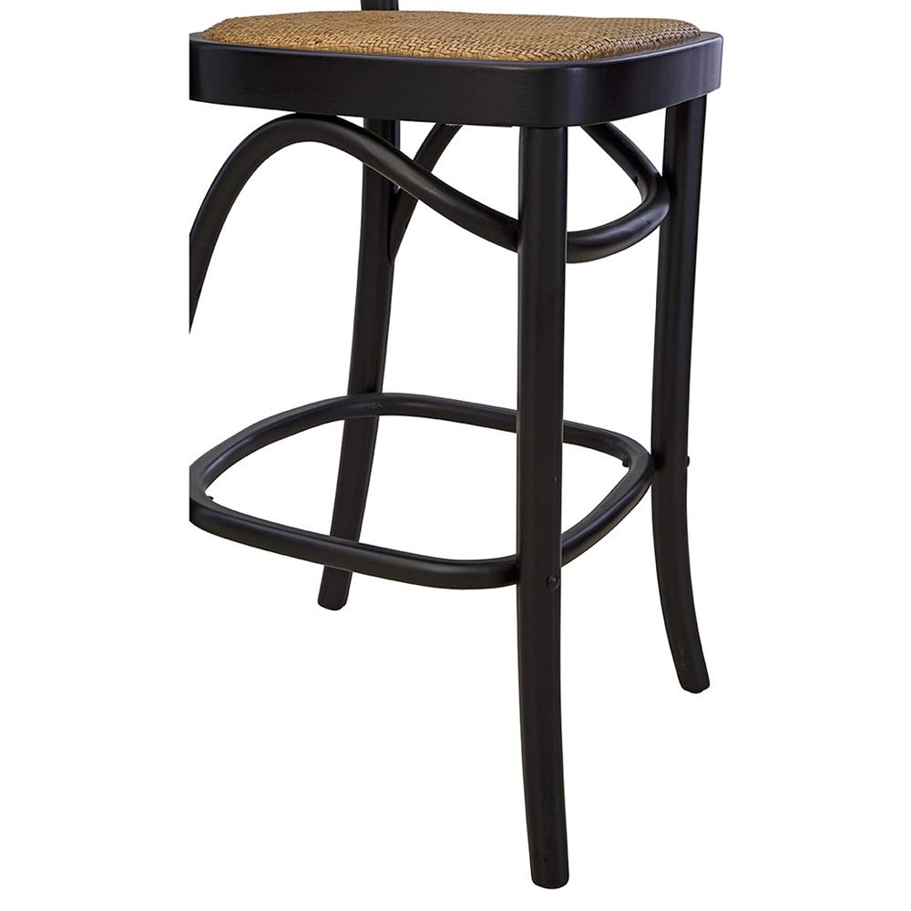 Barrett French Country Woven Cane Black Wood Counter Stool | Kathy Kuo Home