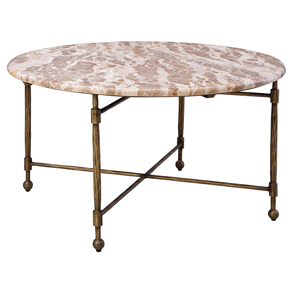 Carson French Country Marble Antique Brass Coffee Table 31" W - 40" W ...