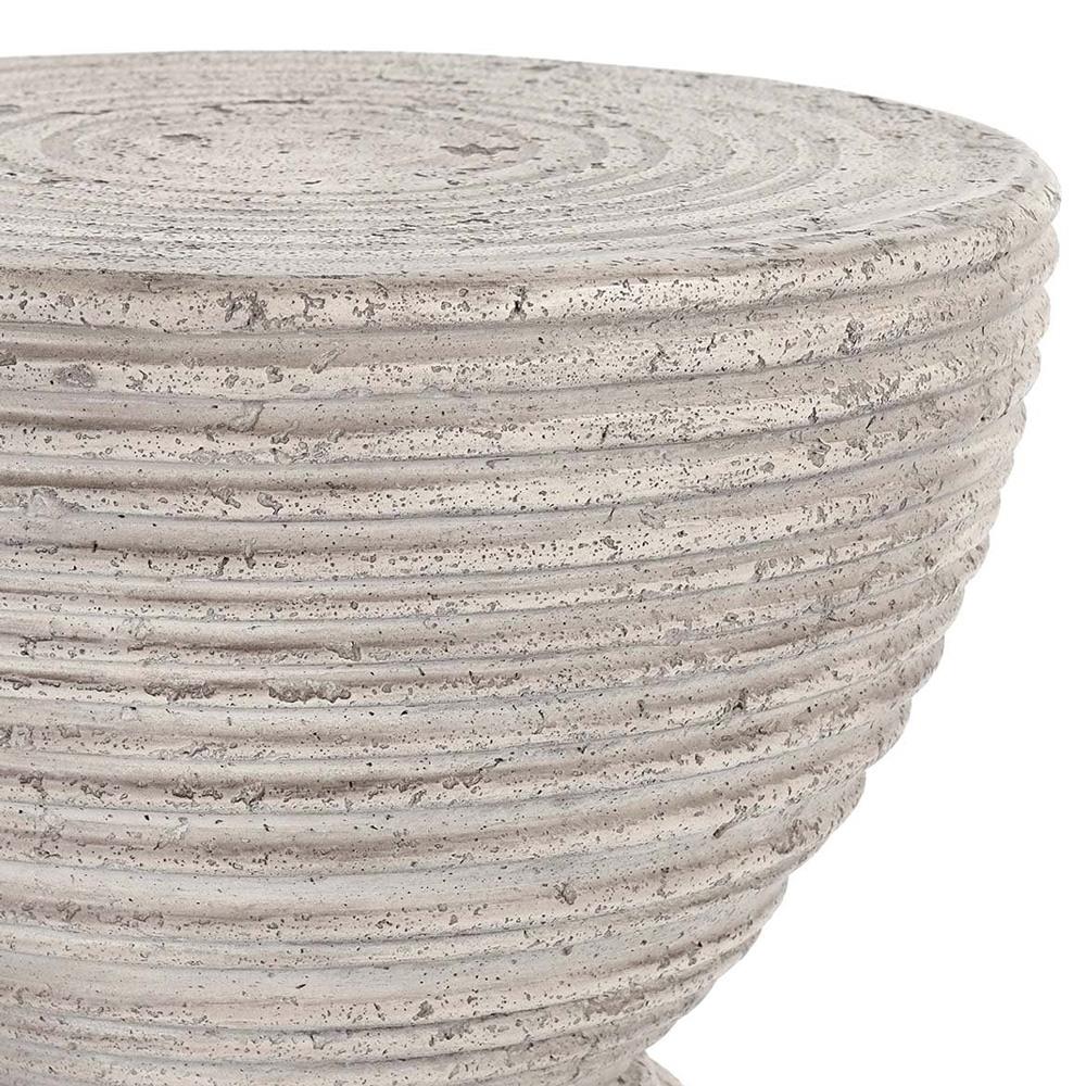 Cory Modern Classic Grey Concrete Round Pedestal Outdoor Side Table ...