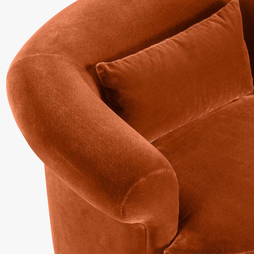 Mariam Modern Classic Rust Velvet Performance Swivel Chair | Kathy Kuo Home