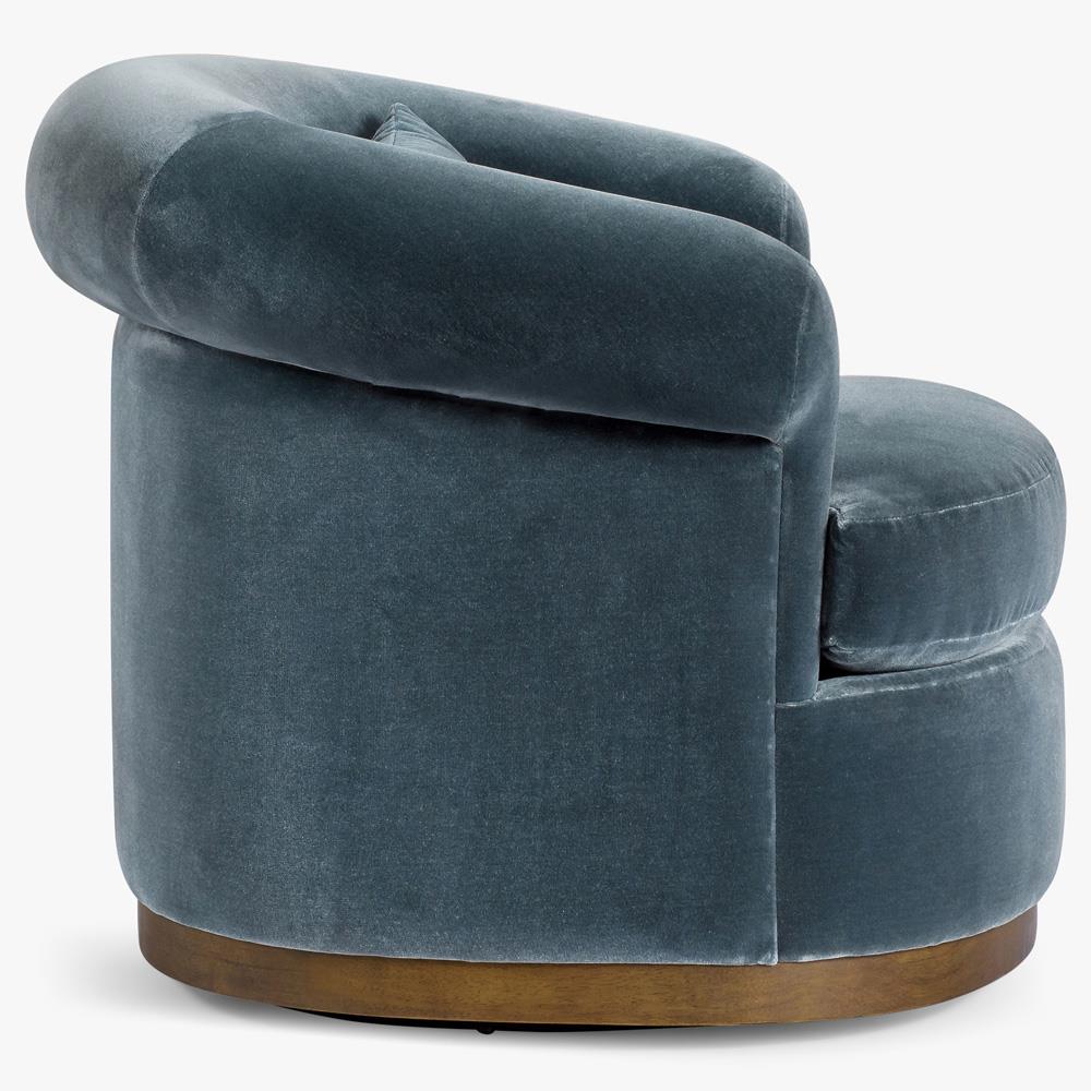 Mariam Modern Classic Teal Velvet Performance Swivel Chair | Kathy Kuo Home