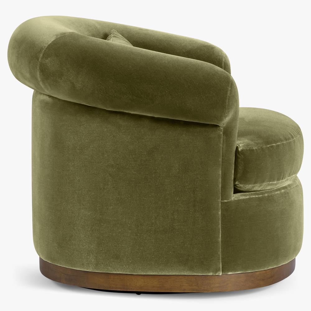 Mariam Modern Classic Olive Velvet Performance Swivel Chair | Kathy Kuo ...