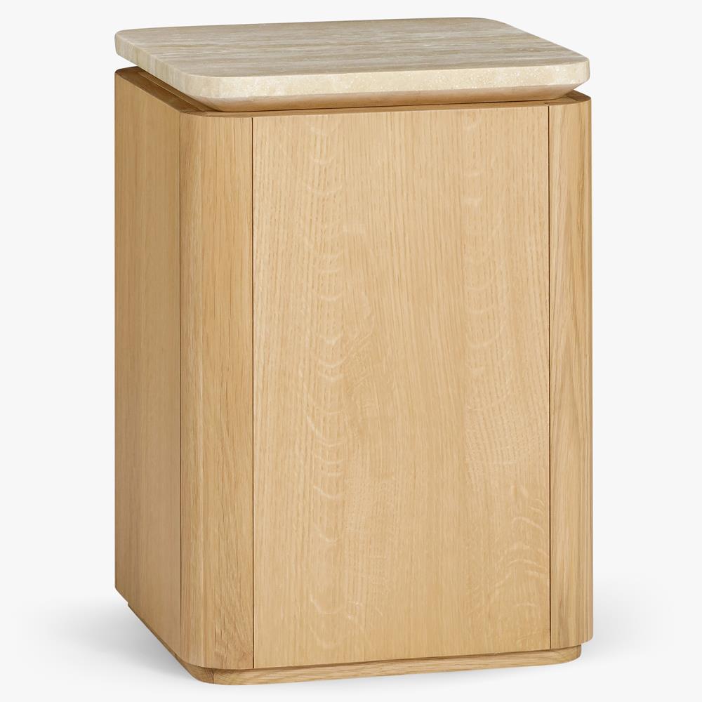 Darwin Modern Classic Travertine Light Brown Oak Wood Side Table Small ...