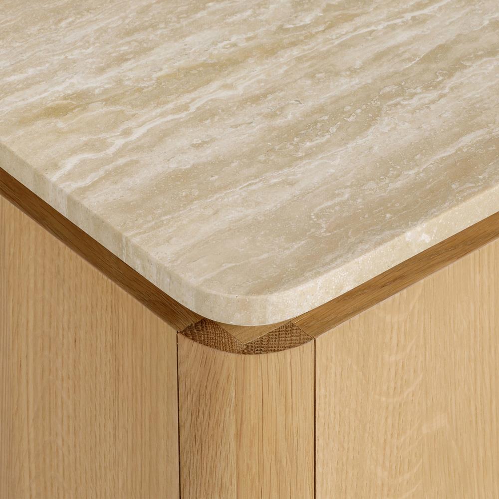 Darwin Modern Classic Travertine Light Brown Oak Wood Side Table Small ...