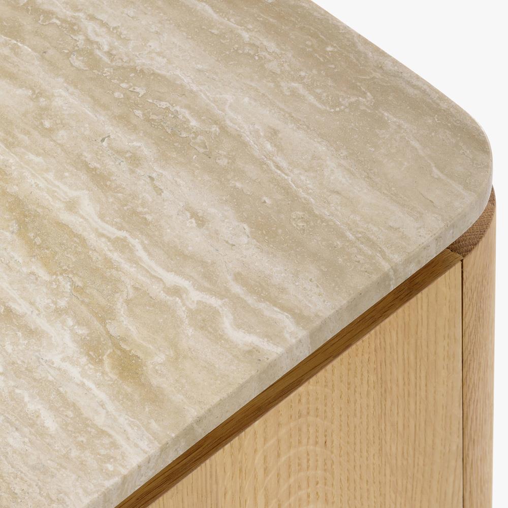 Darwin Modern Classic Travertine Light Brown Oak Wood Side Table Small ...