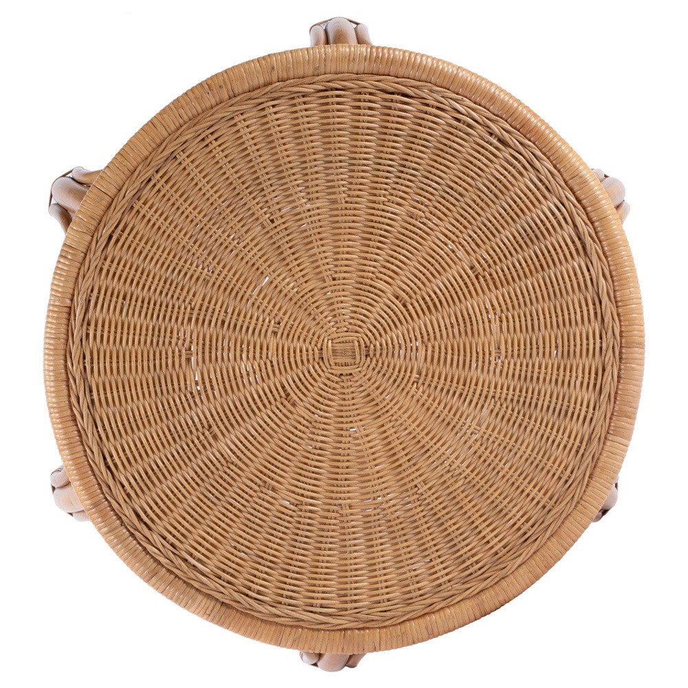Anza Coastal Beach Natural Rattan Round End Table Wide (over 24" W ...