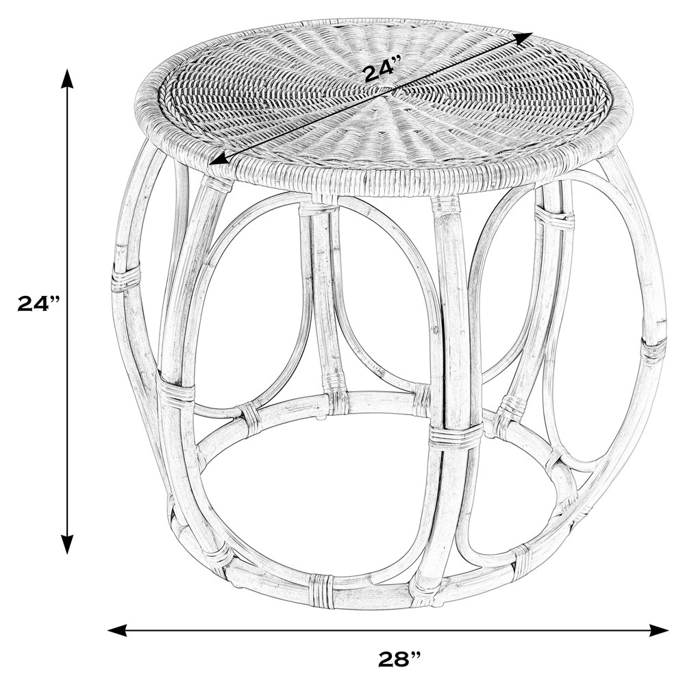 Anza Coastal Beach Natural Rattan Round End Table Wide (over 24" W ...