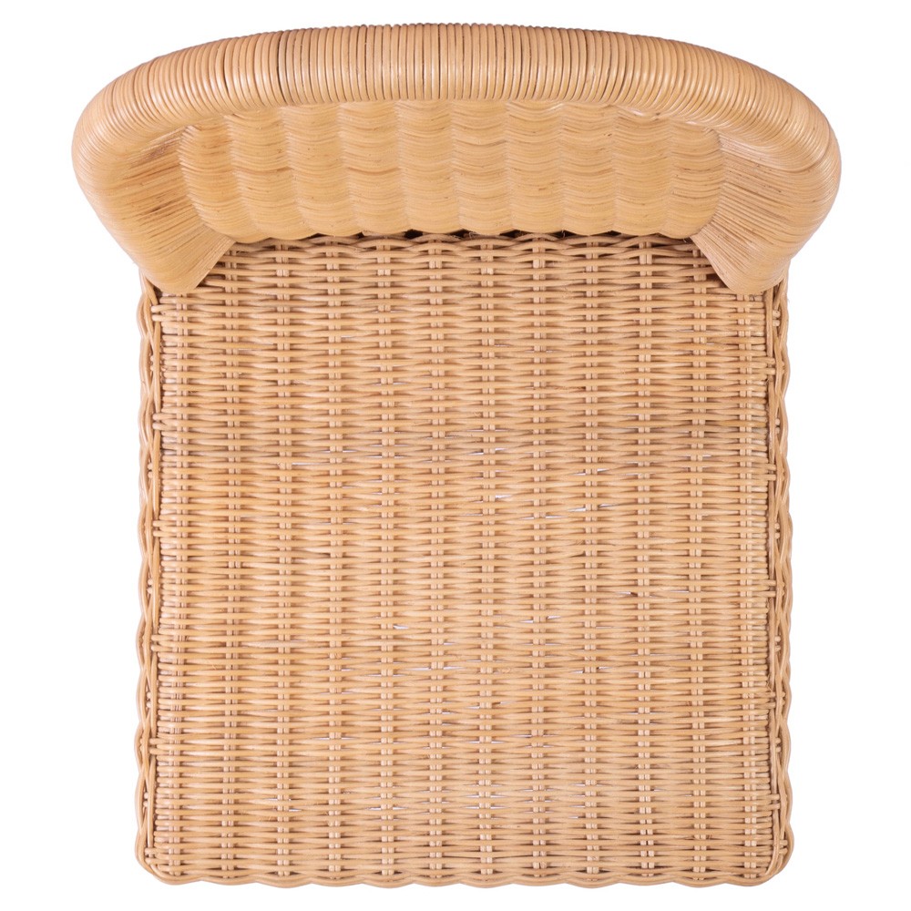 Ansel Coastal Beach Natural Rattan Scalloped Counter Stool | Kathy Kuo Home