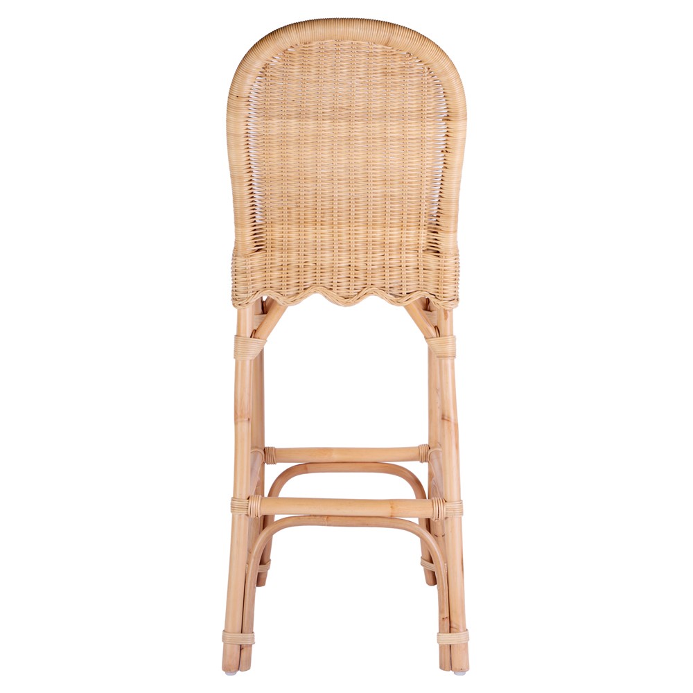 Ansel Coastal Beach Natural Rattan Scalloped Bar Stool | Kathy Kuo Home