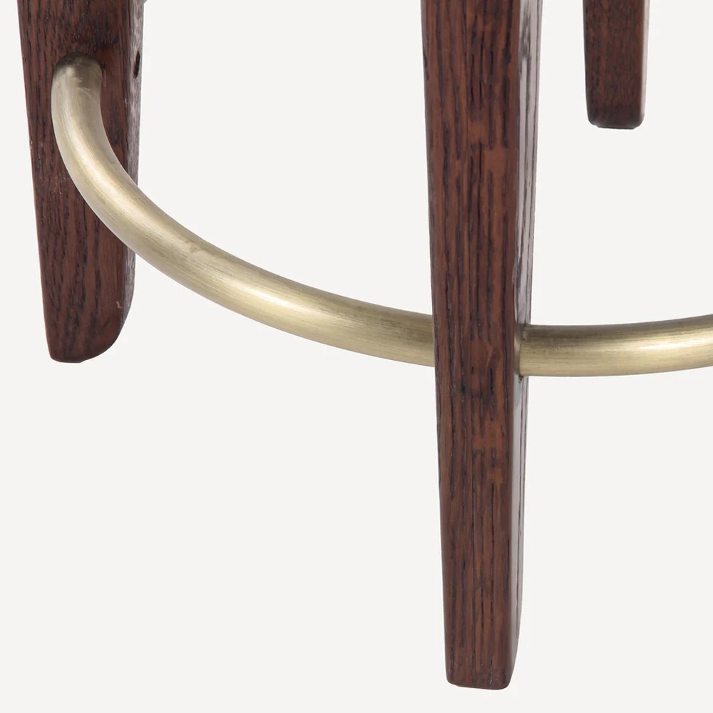 Lilith Rustic Lodge Tan Leather Dark Brown Oak Wood Counter Stool