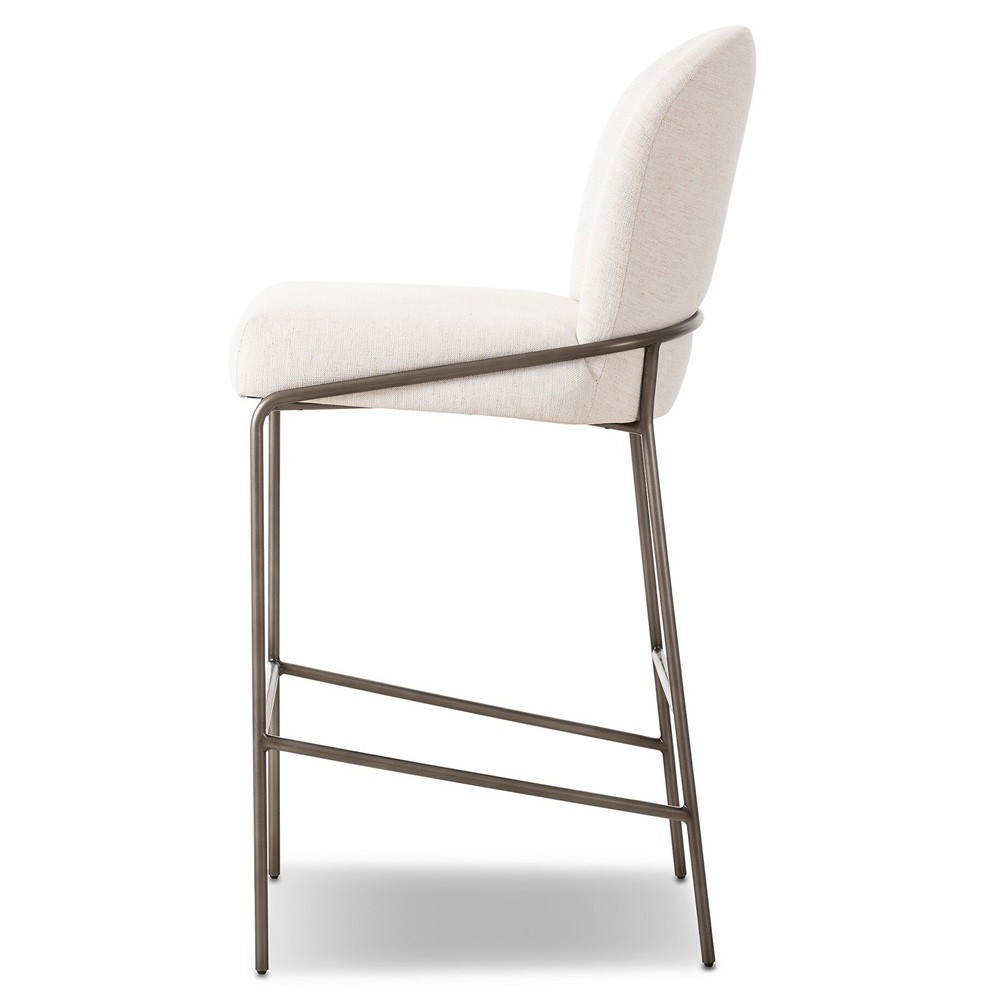 Astrid Industrial Loft Cream Performance Iron Bar Stool | Kathy Kuo Home
