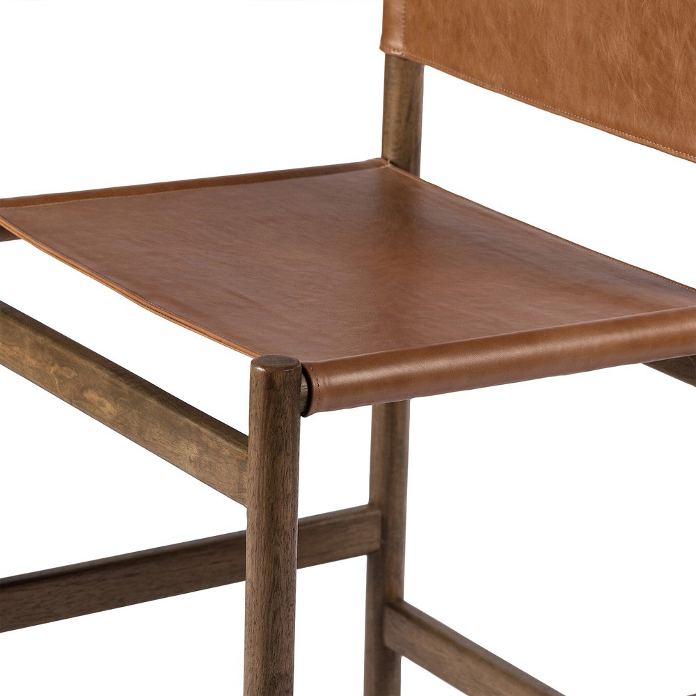 Francis Mid Century Modern Brown Leather Counter Stool | Kathy Kuo Home