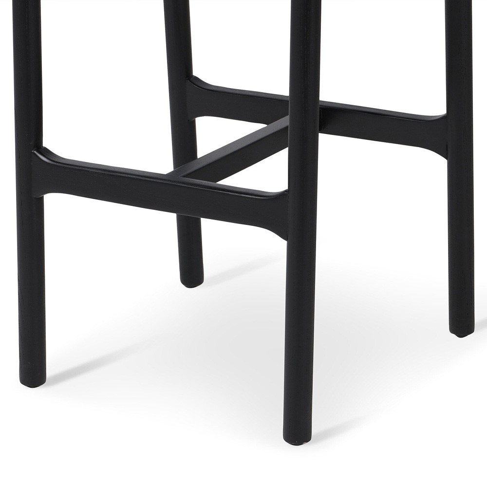 Blaise Rustic Lodge Black Leather Wood Counter Stool | Kathy Kuo Home