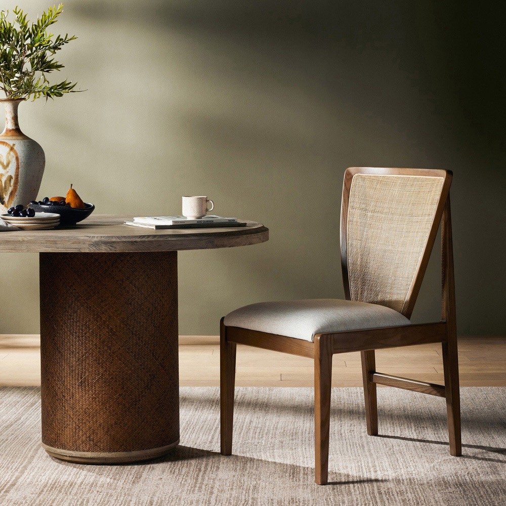 Morgan Coastal Beach Cream Performance Natural Cane Dining Side Chair ...
