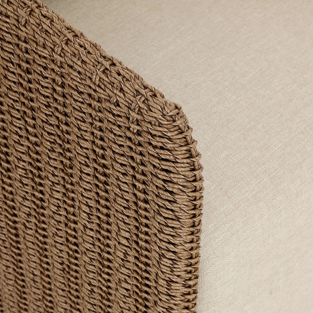 Madelyn Coastal Beach Beige Upholstered Woven Wicker Outdoor Swivel ...