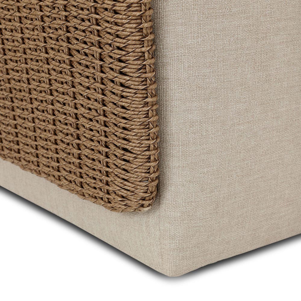 Madelyn Coastal Beach Beige Upholstered Woven Wicker Outdoor Swivel ...