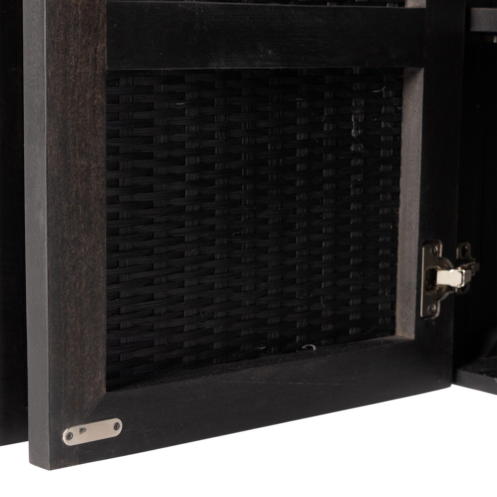 Vicky Modern Classic Black Woven Cane Mango Wood Sideboard | Kathy Kuo Home