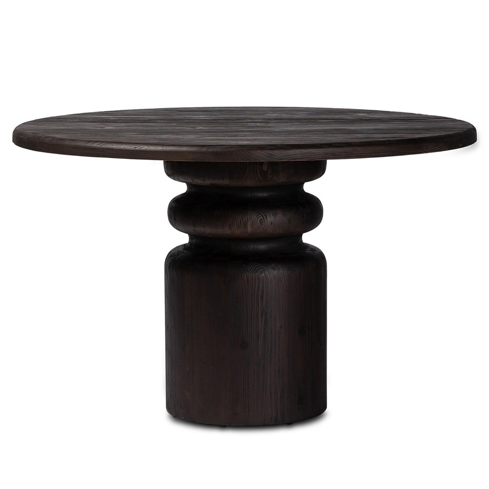 Anelie Modern Classic Black Wood Round Dining Table - 48" | Kathy Kuo Home